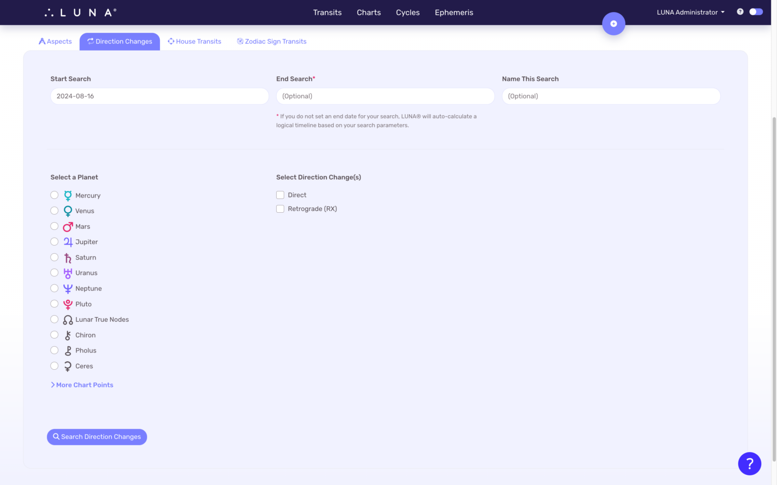 Ephemeris Search – LUNA Support Center.